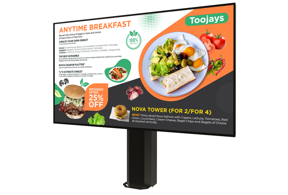 Digital menu board for breakfast menu by MenuRepo application